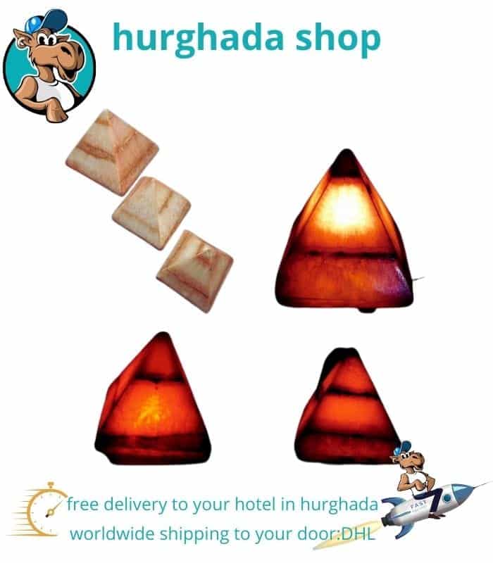 Red Pyramids Alabaster Lamp Set – Handmade Egyptian Décor